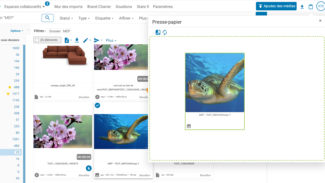 Utiliser le presse-papier – Bienvenue sur le HelpDesk de Keepeek