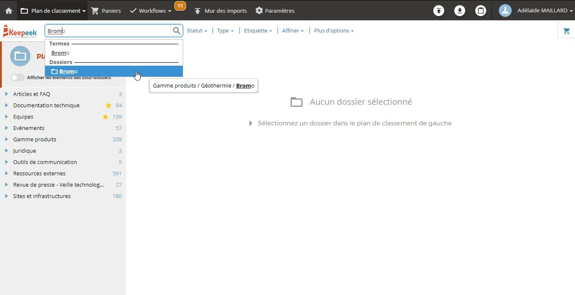 Rechercher un dossier – Bienvenue sur le HelpDesk de Keepeek