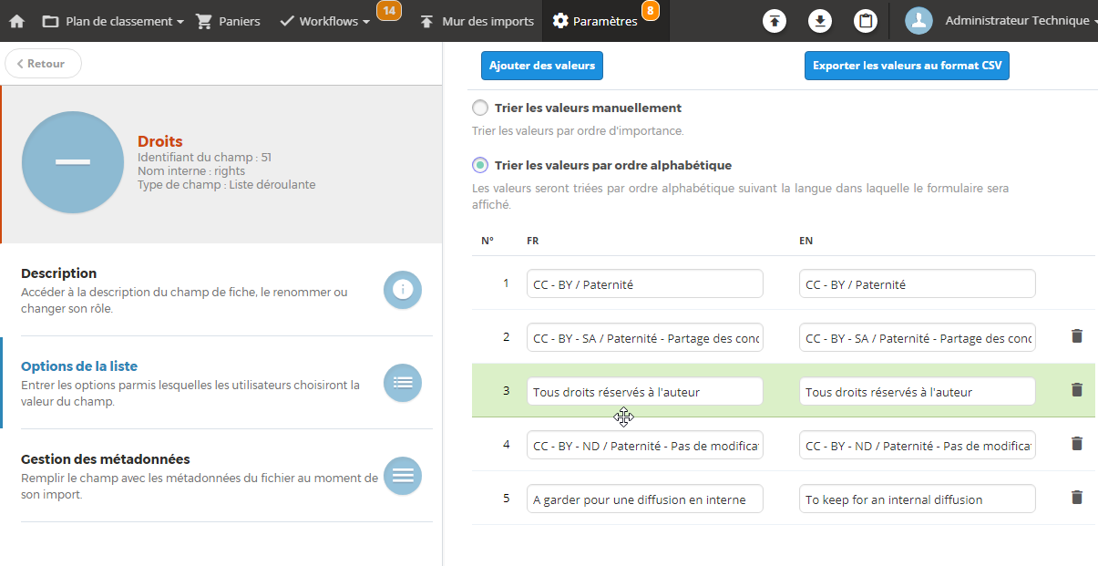 Pas d'ordre alphabétique dans une liste déroulante – Bienvenue sur le HelpDesk de Keepeek